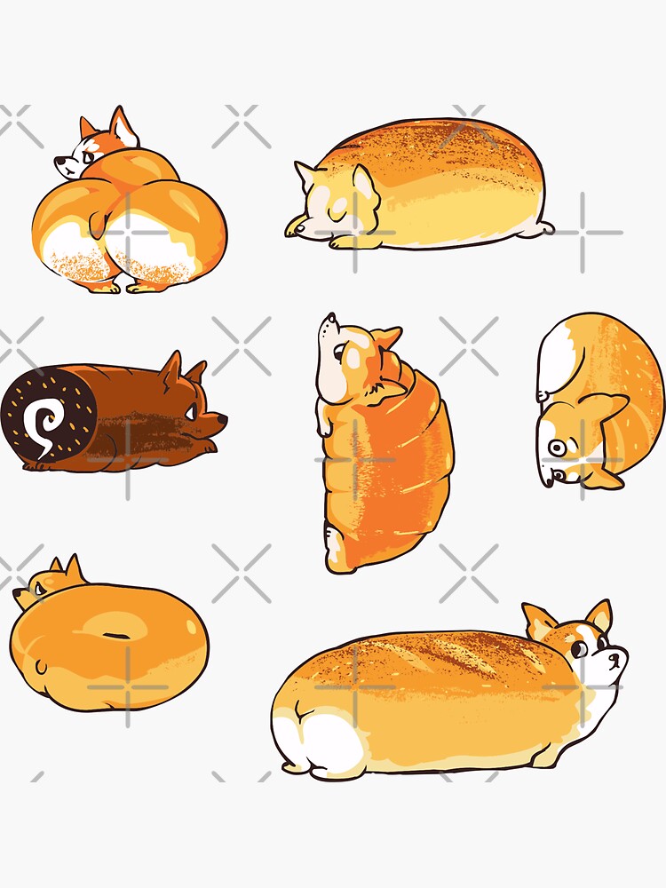 "Bread Corgis" Sticker by Huebucket | Redbubble