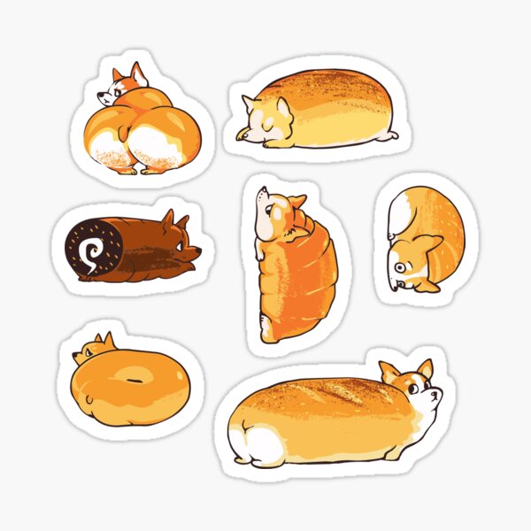 "Bread Corgis" Sticker by Huebucket | Redbubble