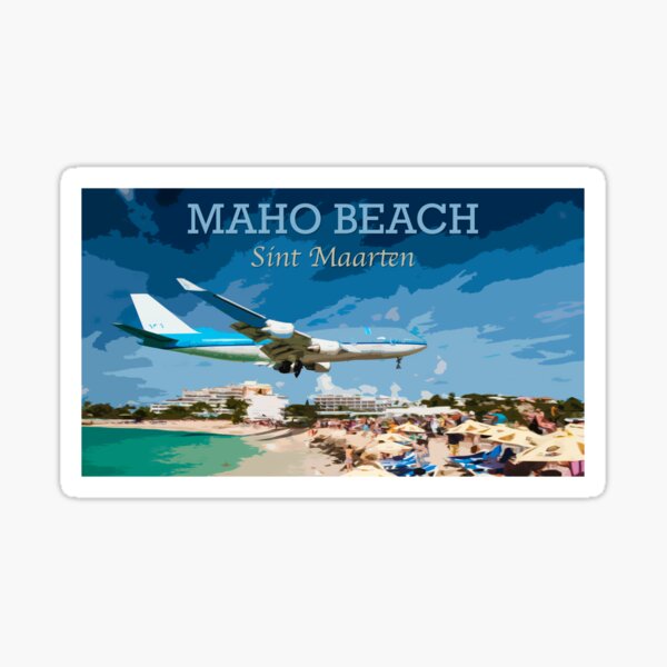 "Maho Beach vintage poster" Sticker for Sale by Nicomaja | Redbubble