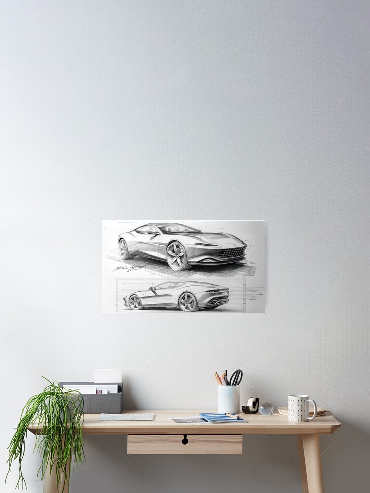 "Sketch Design Concept Ferrari Roma Fan Art" Poster for Sale by ...