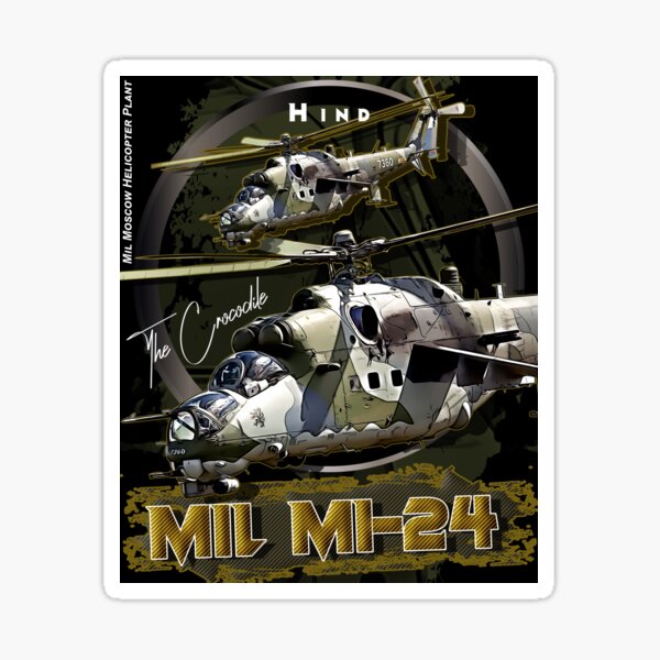 "Mil Mi-24 Hind Large Heavily Armed Helicopter Gunship" Sticker for ...