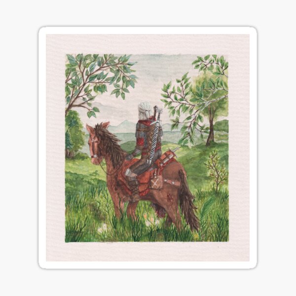 "Geralt the Witcher on Roach" Sticker for Sale by drowning-radio ...
