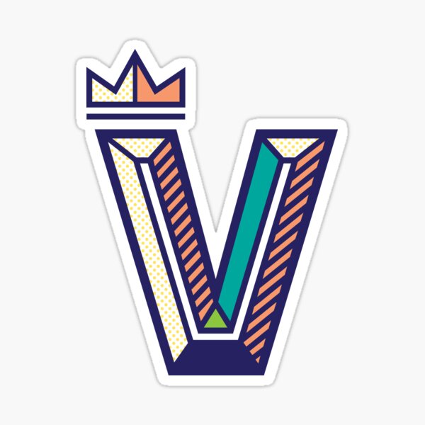"Crowned V Initial" Sticker by sunnyrich | Redbubble