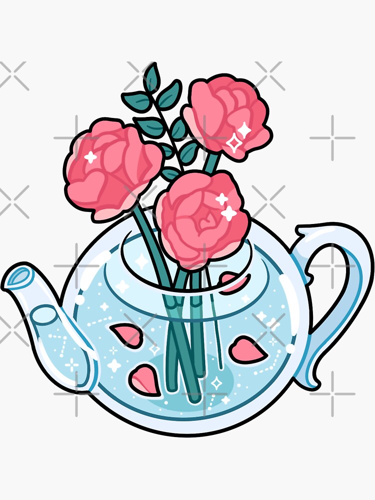 "Rose Teapot" Sticker for Sale by veraphina | Redbubble