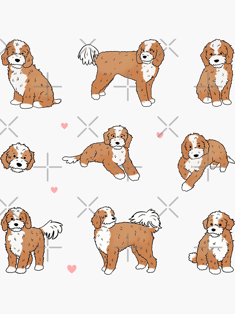 "Cavapoo cute dog pack " Sticker for Sale by Yarafantasyart | Redbubble