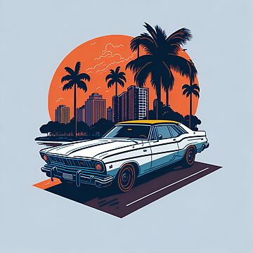 "Miami Nights: Classic Car in Neon Vector Design| Street Life: Classic ...