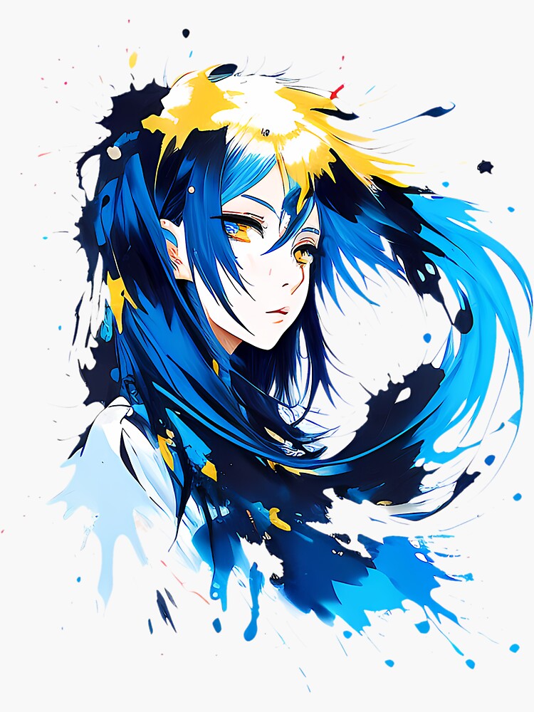 "Swirling Ink Splatter Anime Portrait" Sticker for Sale by Slaptabulous ...