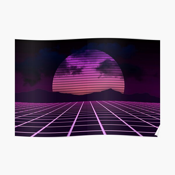"Retro 80's sunset" Poster by BullhornShirts | Redbubble
