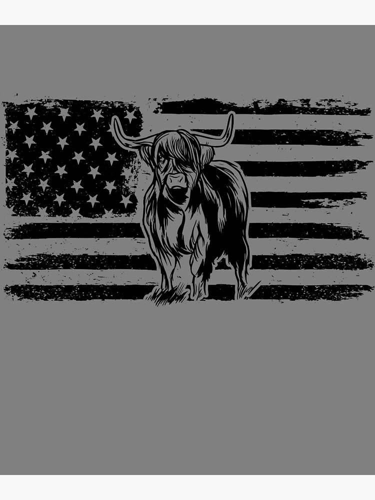 Highland Cow American Flag Patriotic Highland Cow Gear Premium Matte ... Highland Cow American Flag Patriotic Highland Cow Gear Premium Matte ...