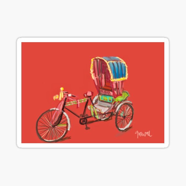 "Rickshaw journey red abstract " Sticker for Sale by Sukhpalgrewal ...