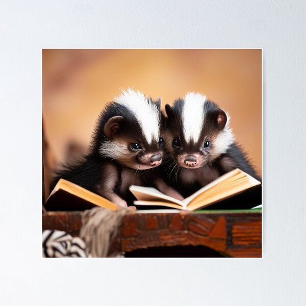 "Baby Skunks Get Lost in a Good Book" Poster for Sale by VividlyLucid ...