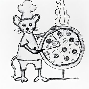"MasterChef Mouse: A Pencil Drawing of a Mouse Making Pizza" Sticker ...