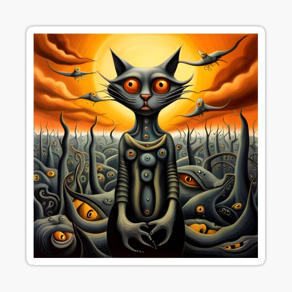 "Demonoid Cat Invasion: Beware, They're Coming to Get You!" Sticker for ...