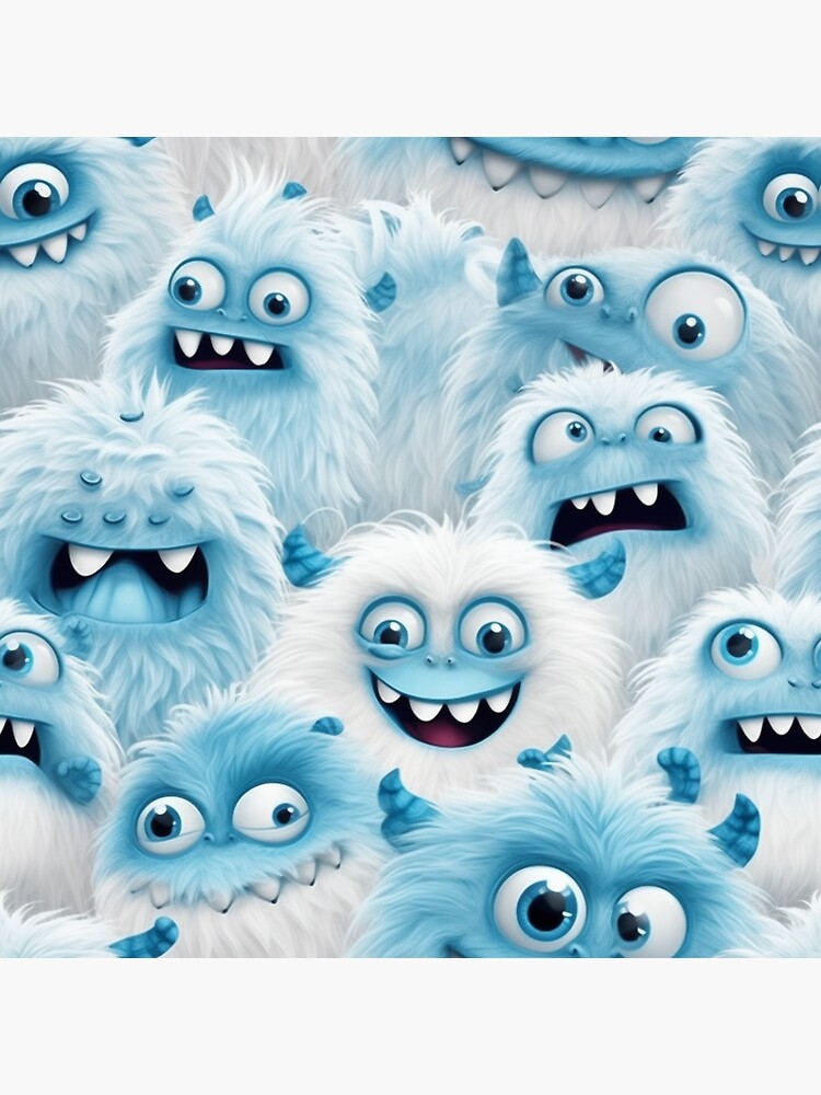 "Fluffy monsters blue white high resolution pattern" Sticker for Sale ...