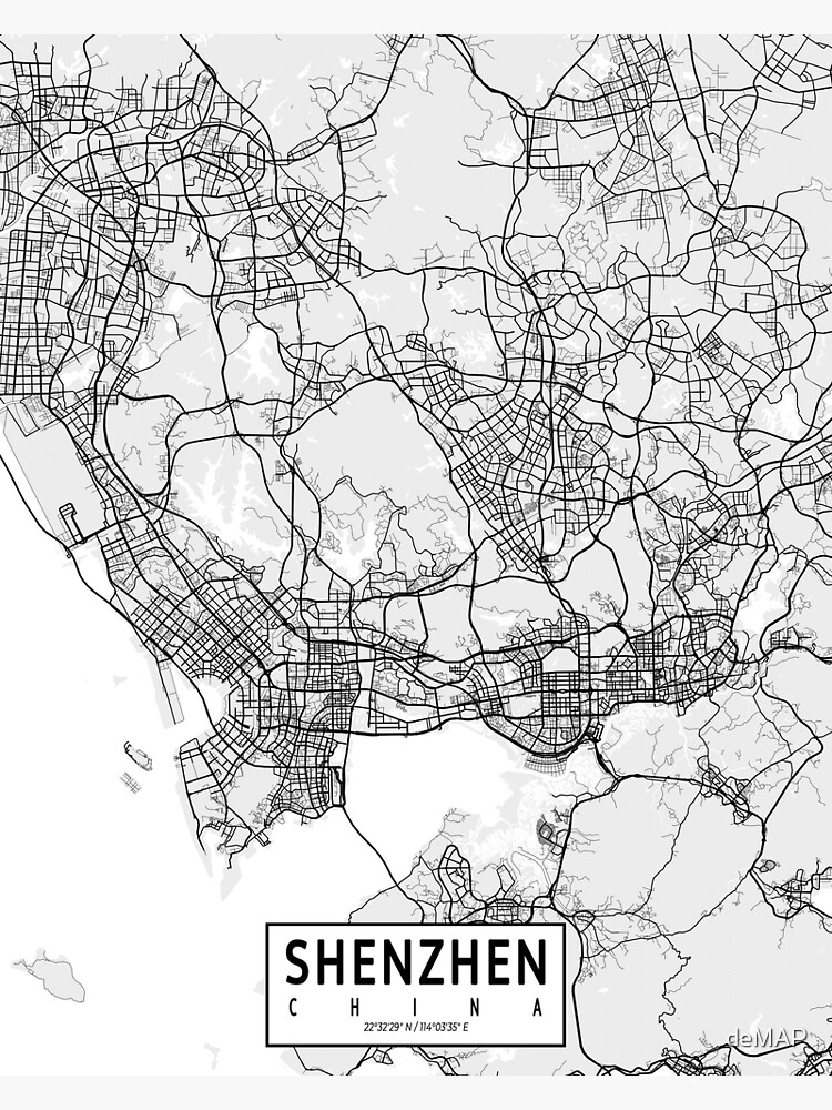"Shenzhen City Map of China - Light" Poster for Sale by deMAP | Redbubble
