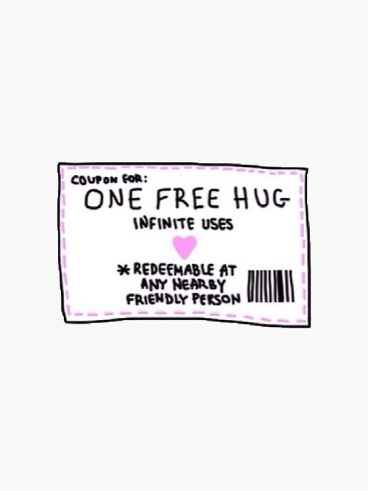 "one free hug coupon" Sticker for Sale by danceallstar | Redbubble