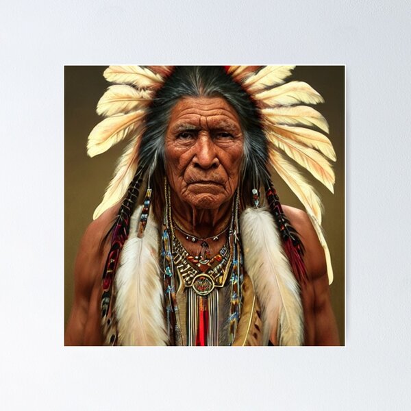 "Native American Indian Chief AI Generated " Poster for Sale by ...