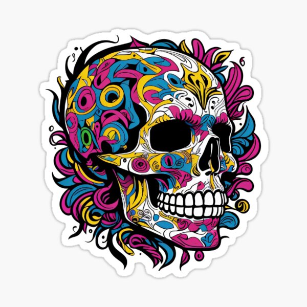 "#8 Colourful skull design" Sticker for Sale by shadowartsss | Redbubble