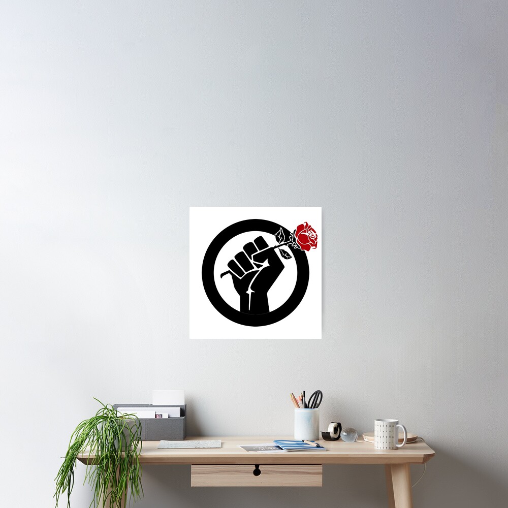 "Demokratische sozialistische Faust mit roter Rose" Poster von AshKitty ...