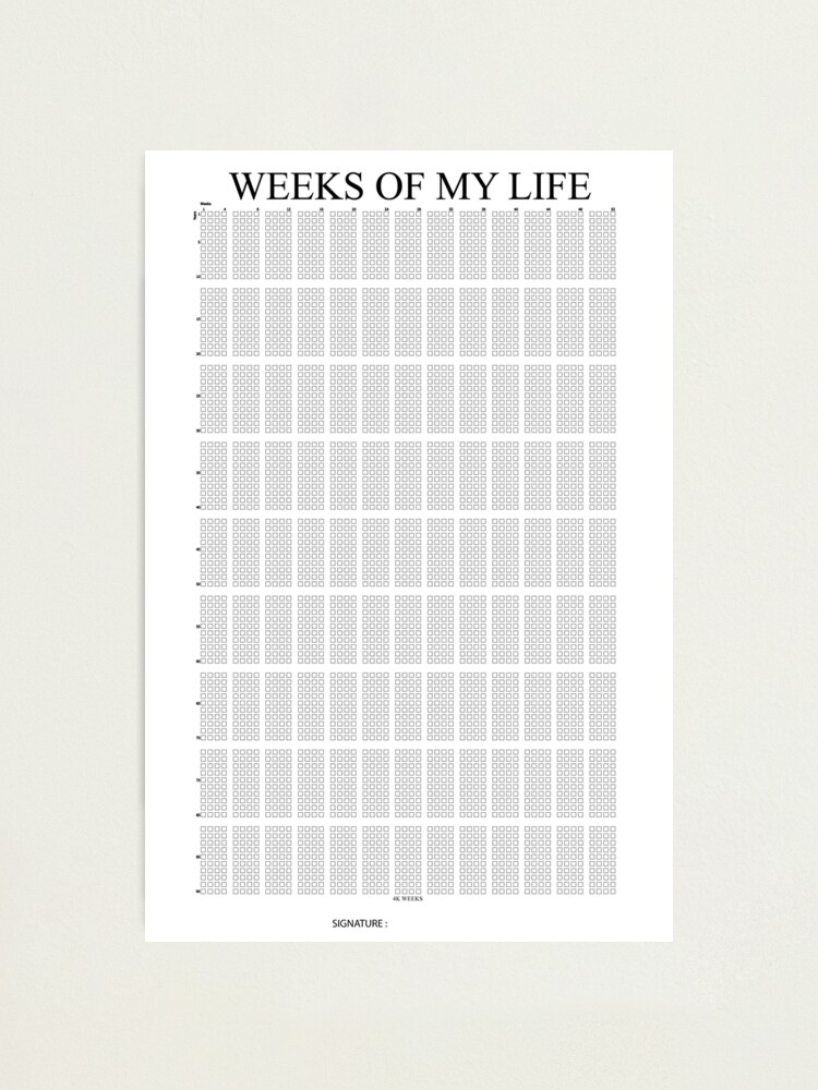 "Weeks of my Life 90 Years with Signature White Background - Life ...
