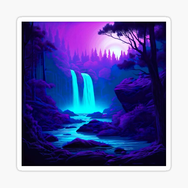 "Blacklight Style Waterfall" Sticker for Sale by Tycobb48 | Redbubble