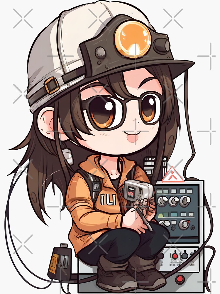 "Cute Electrician Girl Chibi Art - Unique Gift Idea for Electricians ...