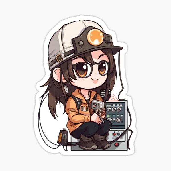 "Cute Electrician Girl Chibi Art - Unique Gift Idea for Electricians ...