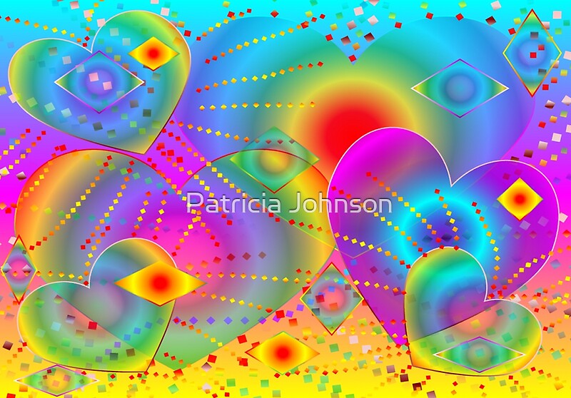"Abstract Rainbow Color Hearts Greeting Card" by Patricia Johnson ...