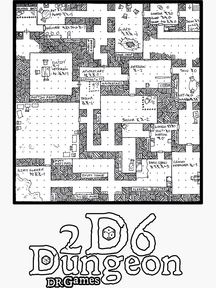 "2D6 Dungeon the Game" Sticker for Sale by DRGames | Redbubble