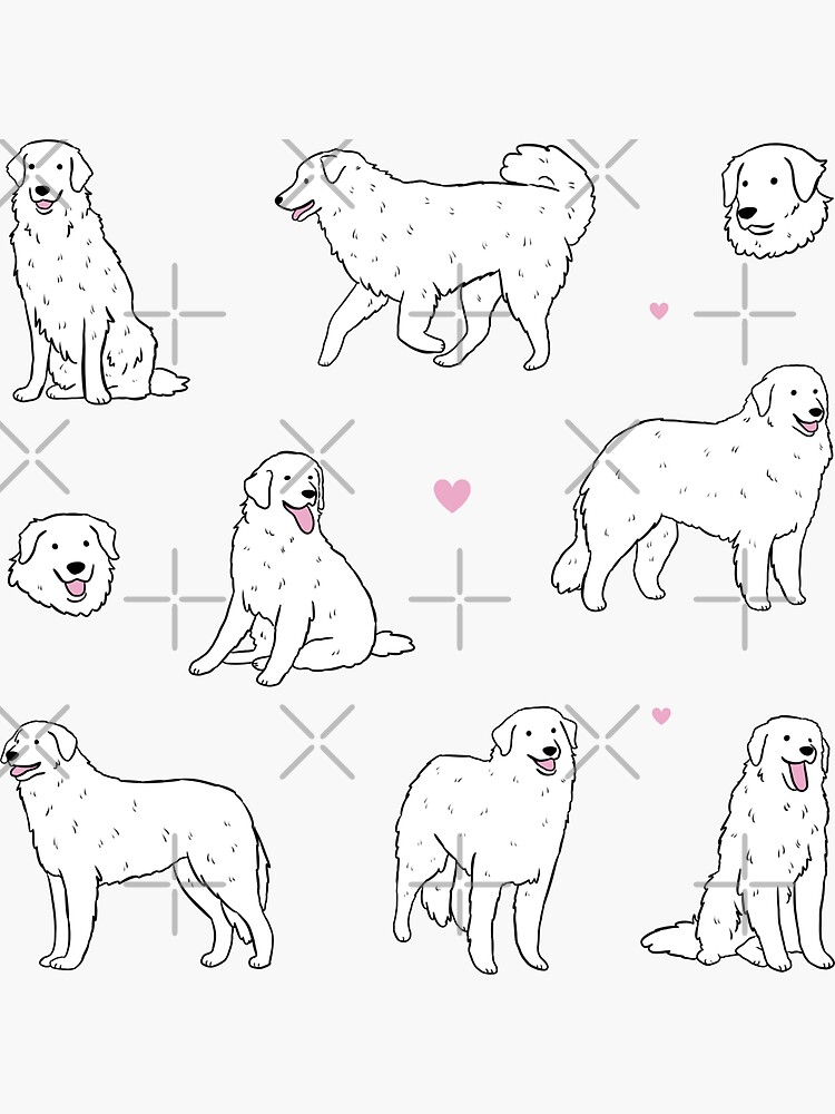 "Kuvasz cute dog pack" Sticker for Sale by Yarafantasyart | Redbubble