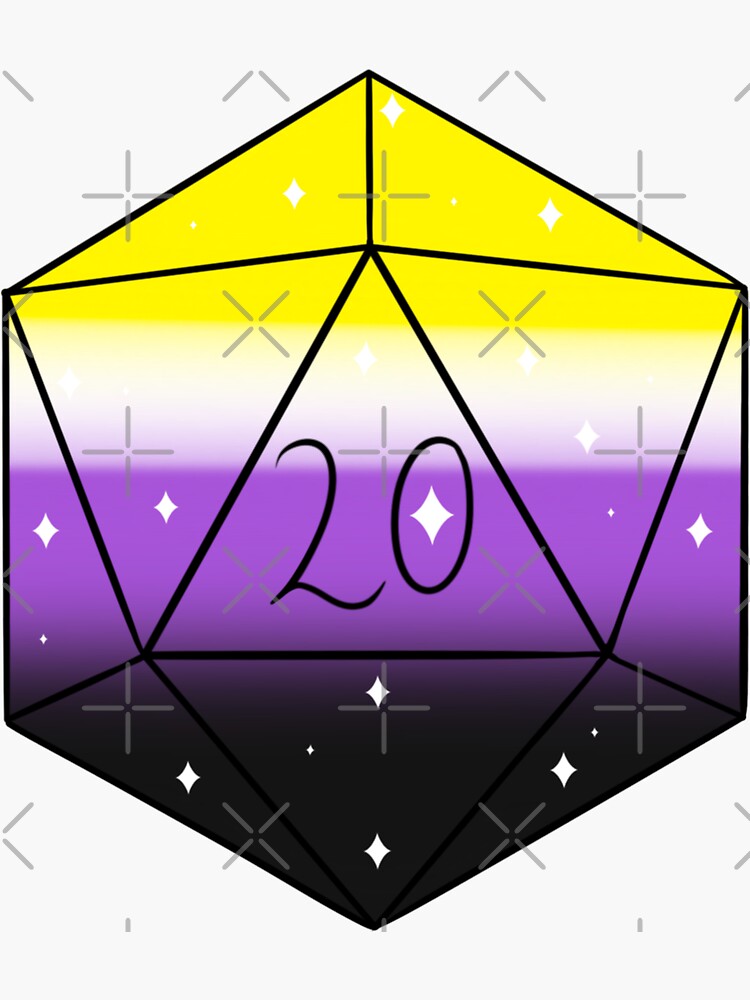 "non binary d20 with stars" Sticker for Sale by emmaffion | Redbubble