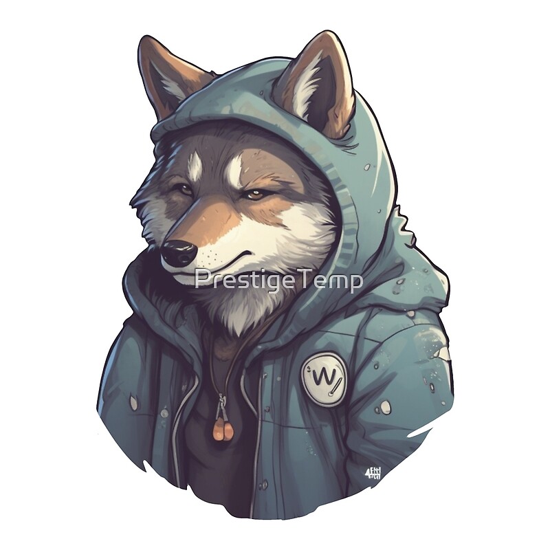 "Cool Wolf Hoodie Stylized Anime Cartoon" by PrestigeTemp | Redbubble