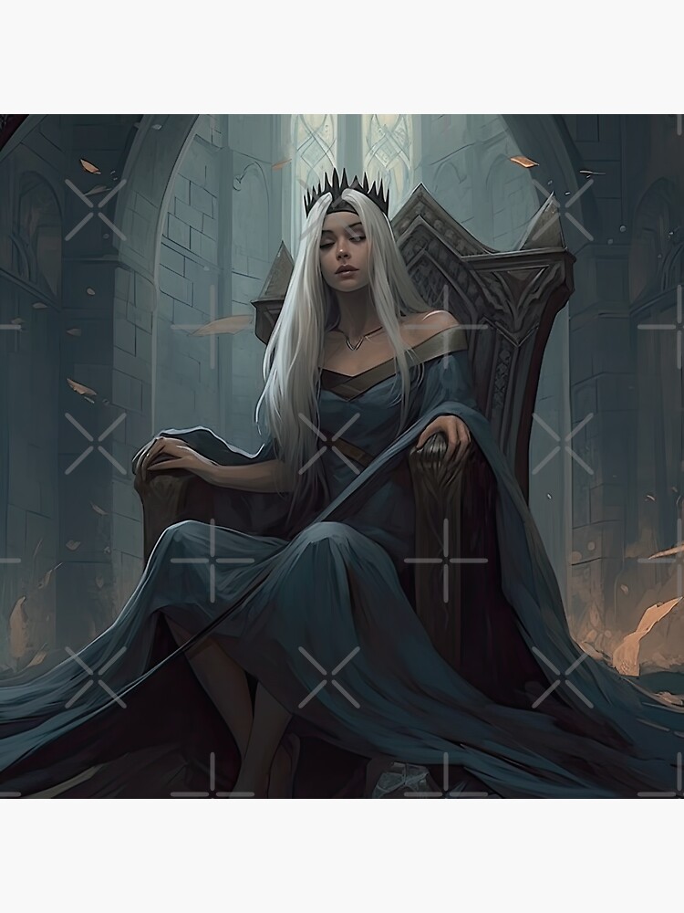 "Queen throne painting | Dark moody queen | Gothic white hair ...