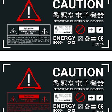 "Caution sensitive electronic devices decal dark Set 2" Sticker by Arez ...