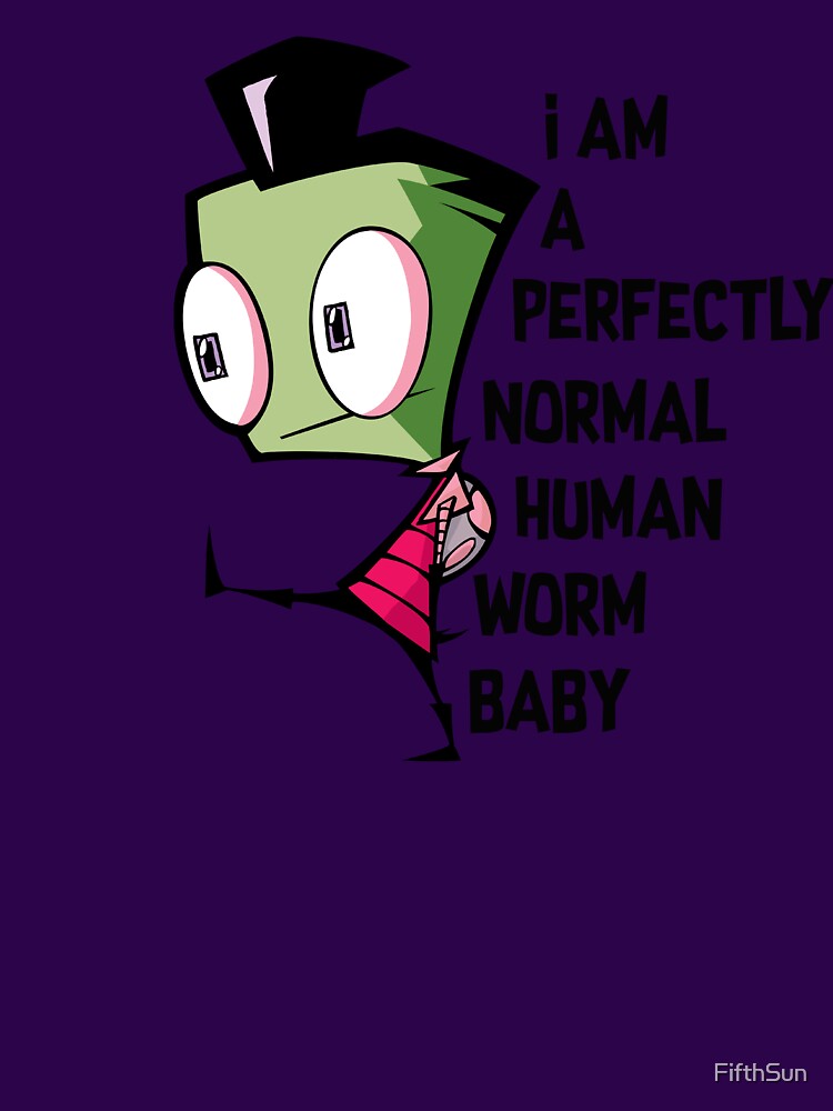"Invader Zim Perfectly Normal Human Worm Baby Text" Essential T-Shirt ...