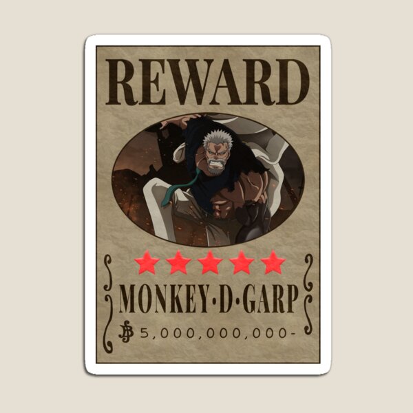 "Garp Wanted Bounty Poster One Piece Marines Reward Cross Guild" Magnet ...