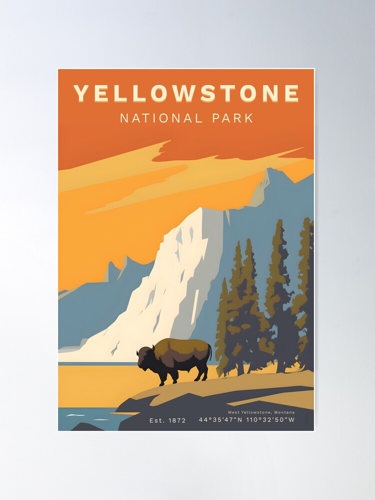 Retro Poster Yellowstone Yellowstone National Park: Yellowstone