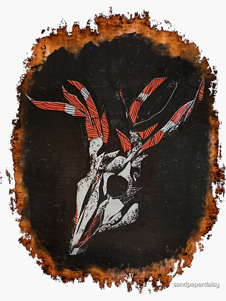 "Wendigo Skull traditional media decoupage burned wood scary cryptid ...