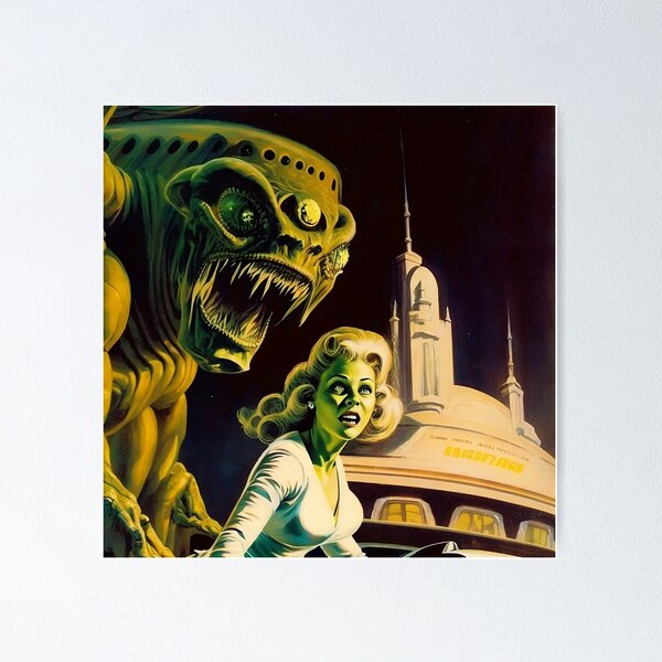 "Alien Invasion Art: Vintage Sci-Fi Painting" Poster for Sale by Steven ...