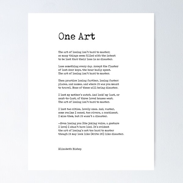 "One Art - Elizabeth Bishop Poem - Literature - Minimal Typewriter ...