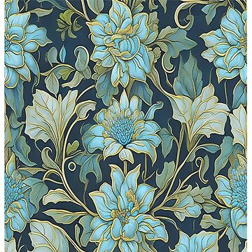 "Modern William Morris Teal Flowers " Art Print for Sale by Tamas Das ...