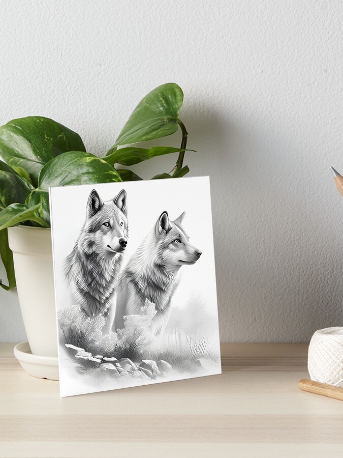 "Two Wolves pencil drawing " Art Board Print for Sale by Pencil-Art ...