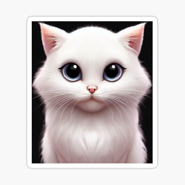 "Super Cute White Cat" Sticker for Sale by SadStation | Redbubble