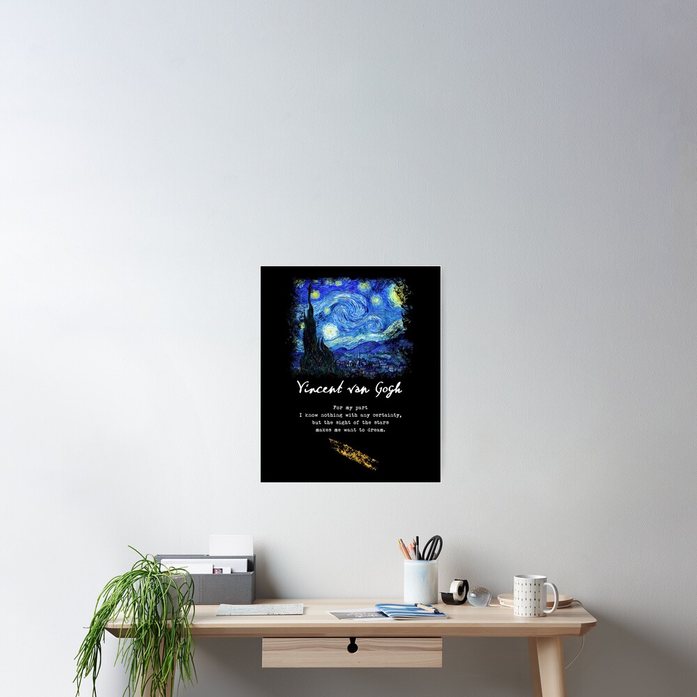 "Vincent Van Gogh "Starry Night", Poem / Quote, Signature." Poster for ...