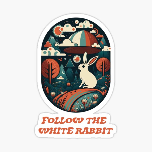 "White Rabbit - Follow the White Rabbit" Sticker for Sale by ...