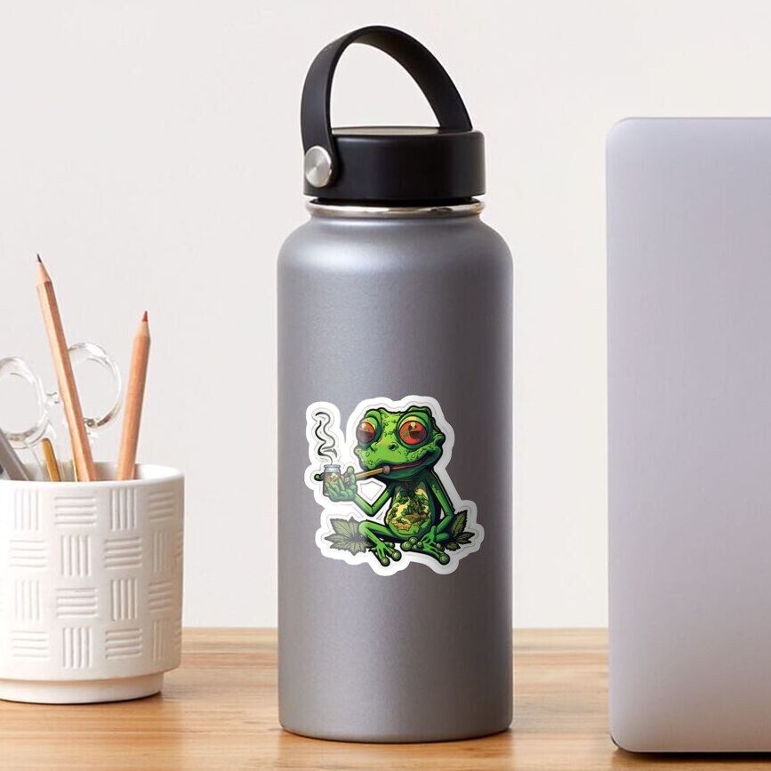"high frog smoking weed" Sticker for Sale by futuresimo04 | Redbubble