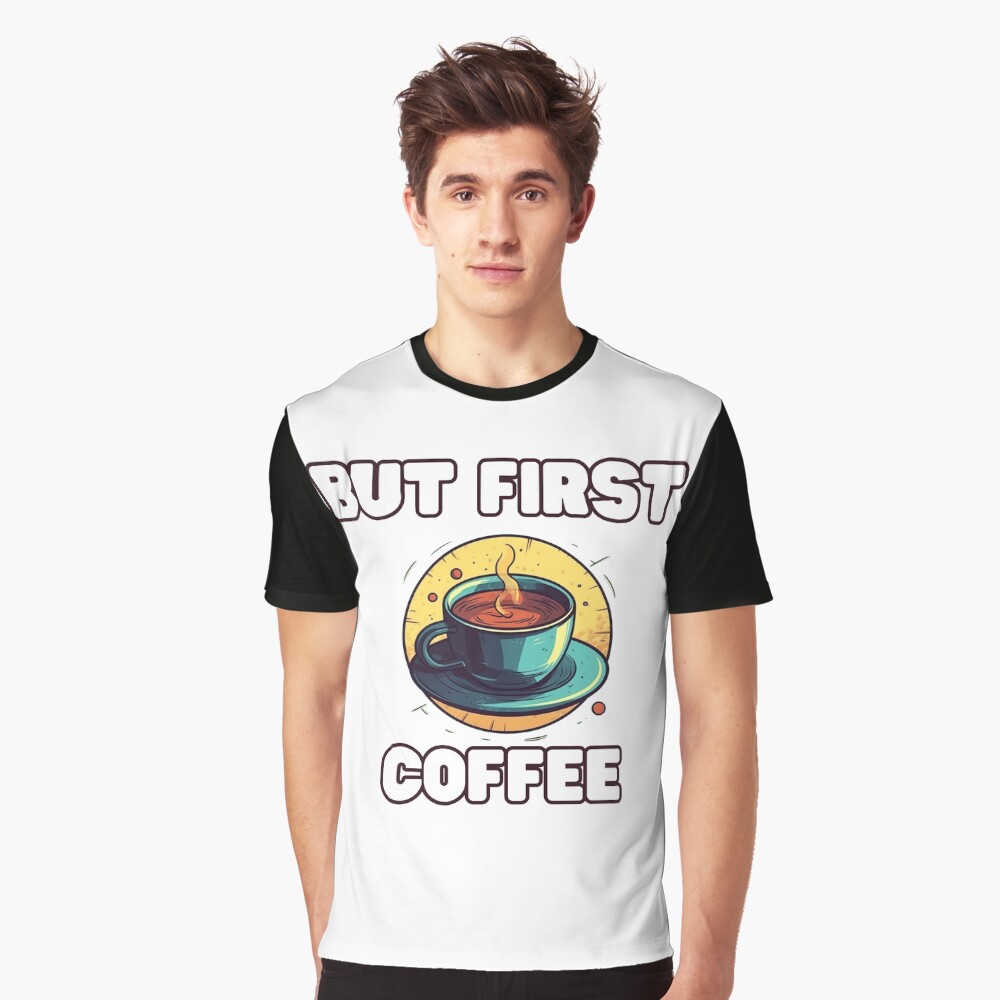 "But first coffee, Illustration, Funny, Meme Quote" Sticker for Sale by ...