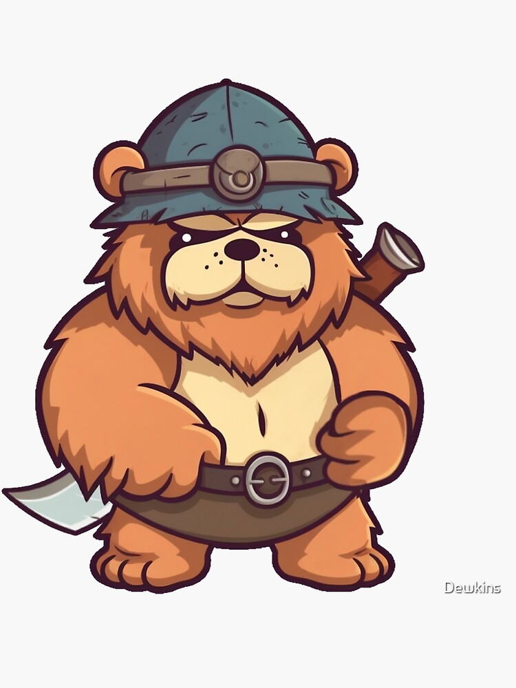 "Bear Barbarian" Sticker for Sale by Dewkins | Redbubble