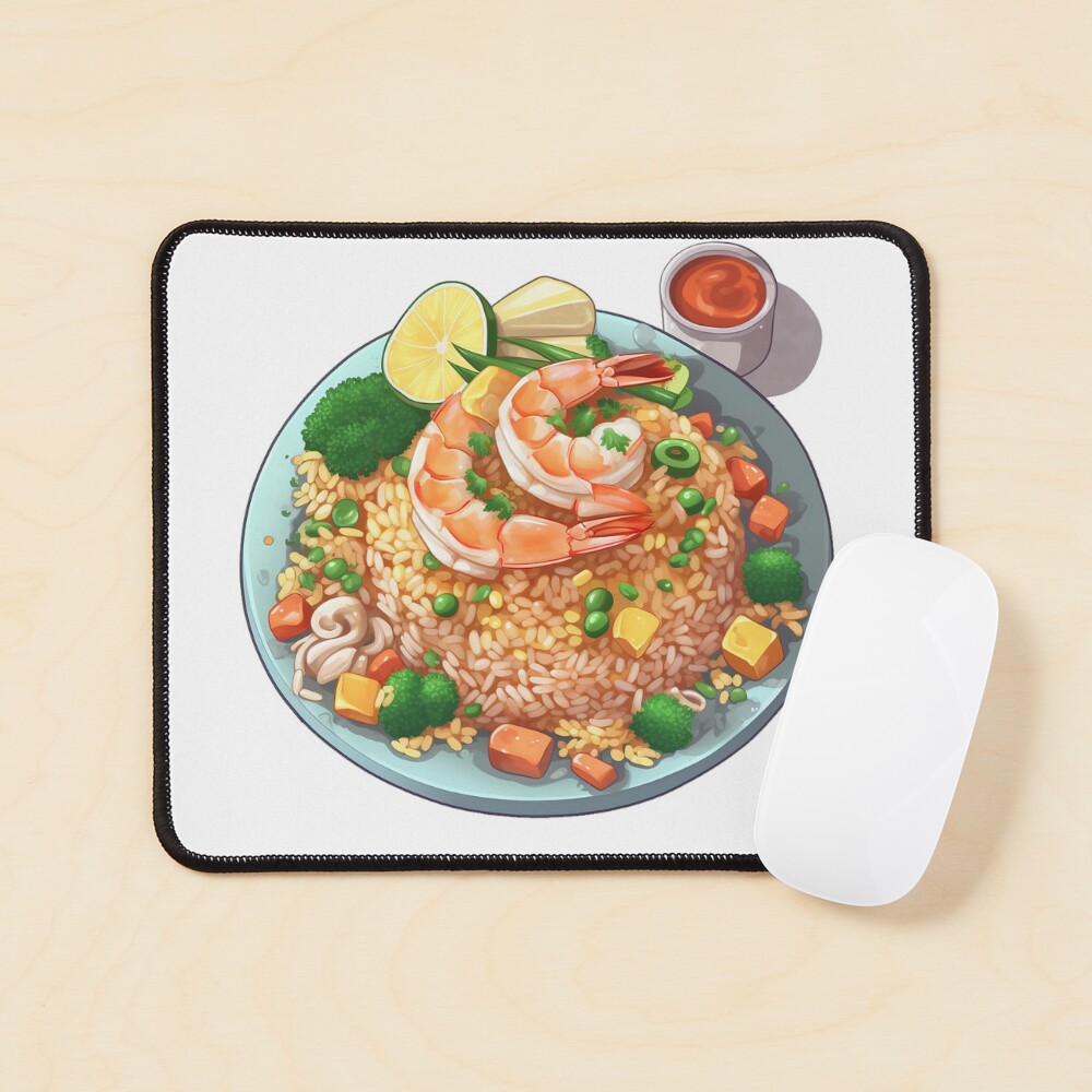"Cute and Tasty: Shrimp Fried Rice Anime Art" Sticker for Sale by ...