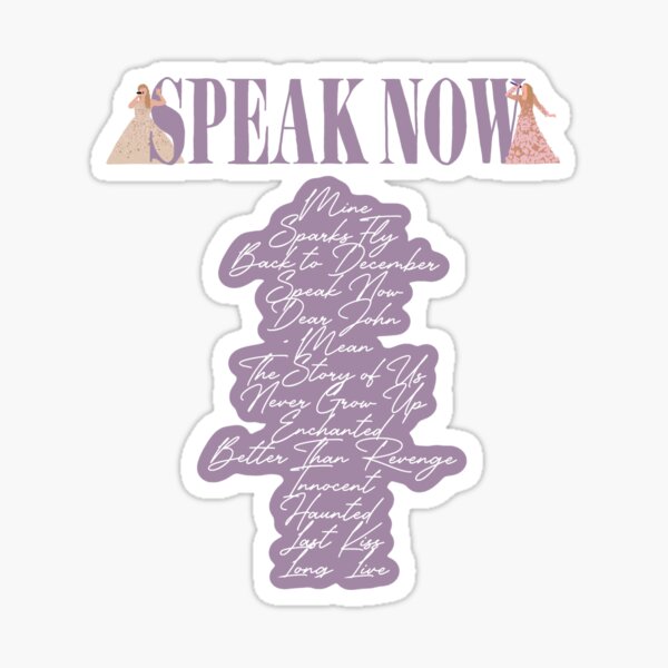 "Taylor Swift speak now track list eras tour art" Sticker for Sale by ...